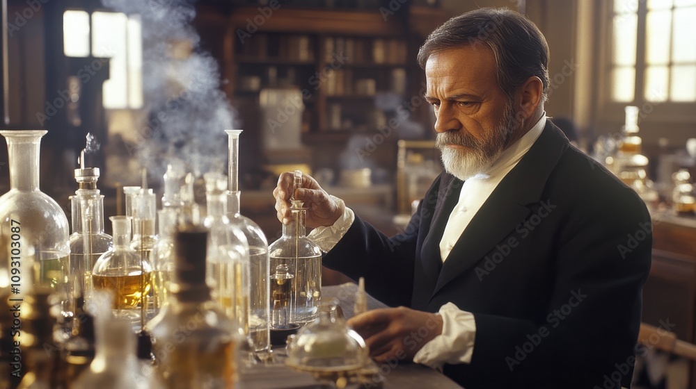 Louis Pasteur Birthday Historical scientist in laboratory conducting ...