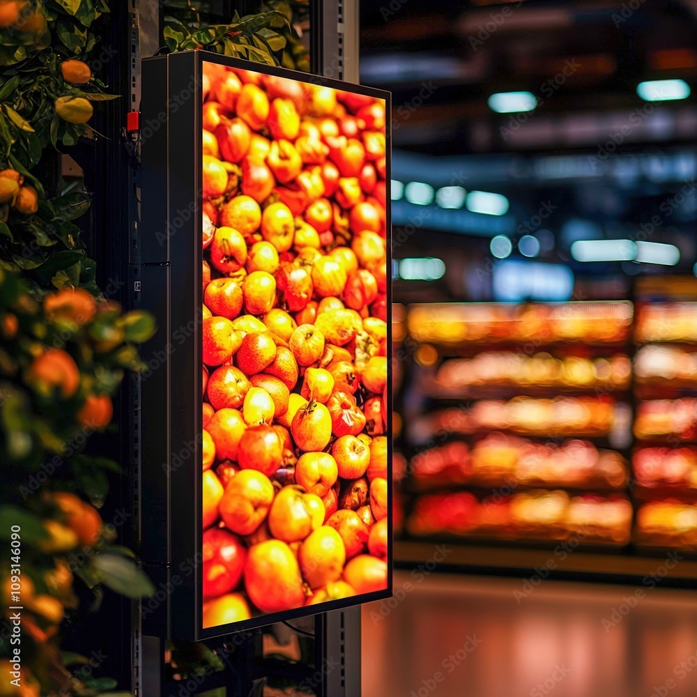 Foto de Interactive digital display in a supermarket showing the ...
