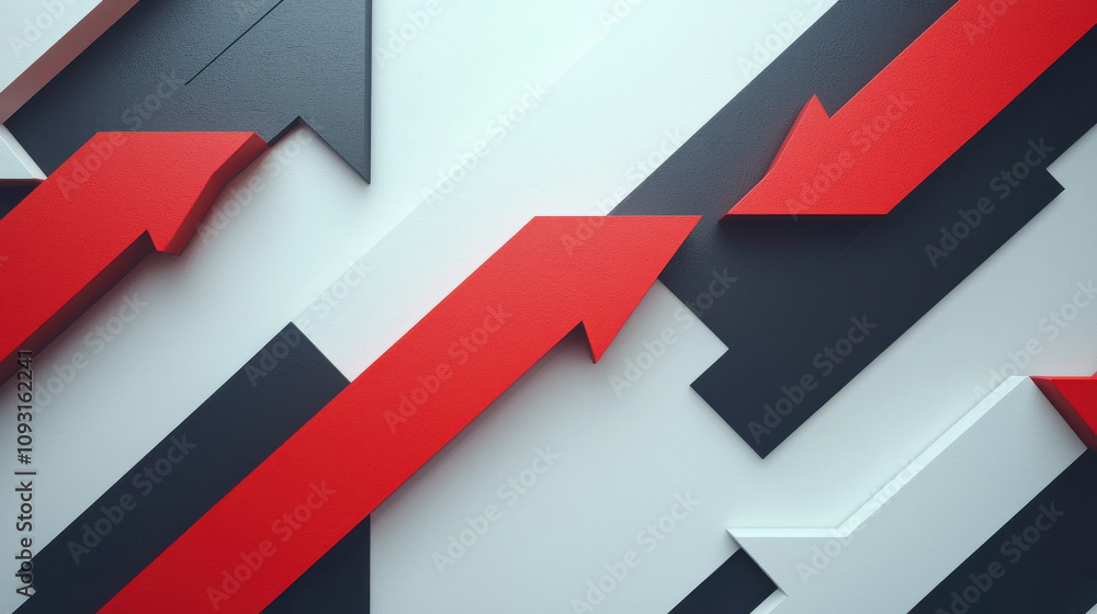 Dynamic arrows in motion create striking visual effect with red, black ...