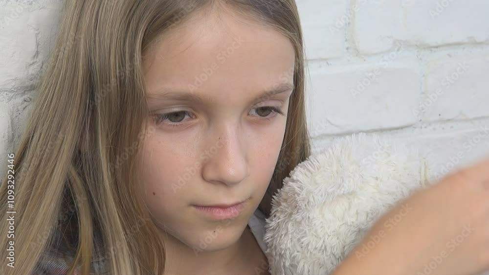 Sad Kid, Unhappy Child Face, Sick Ill Teenager Girl in Depression ...