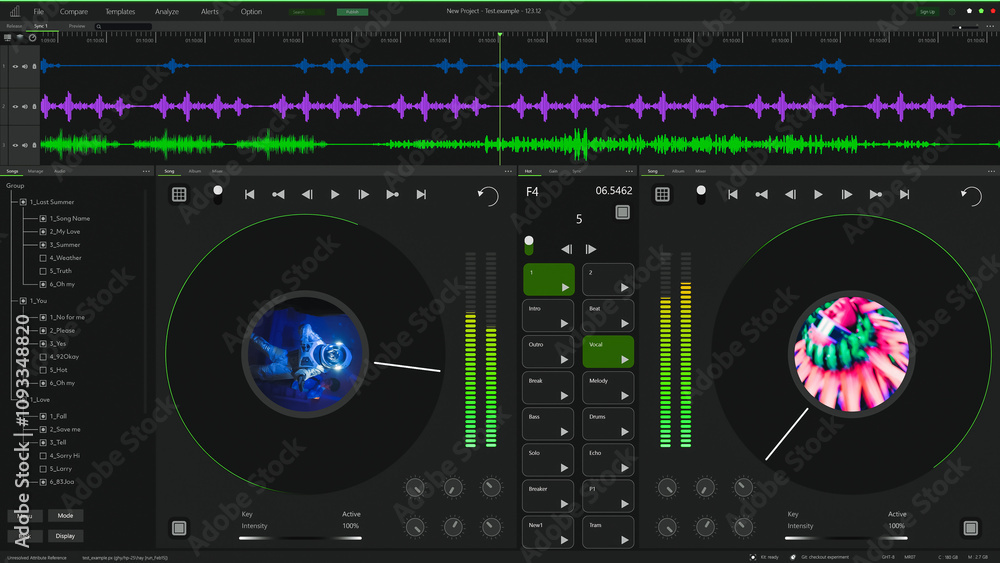 Poster Virtual Dj Interface With Dual Turntables and Vibrant Audio ...