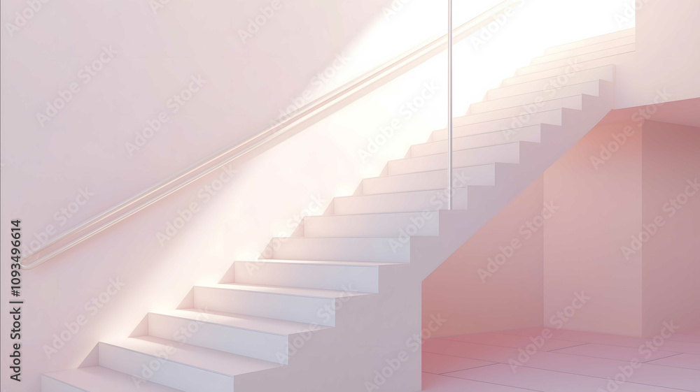 Minimalist handrail design clean and simple soft pastel colors smooth ...