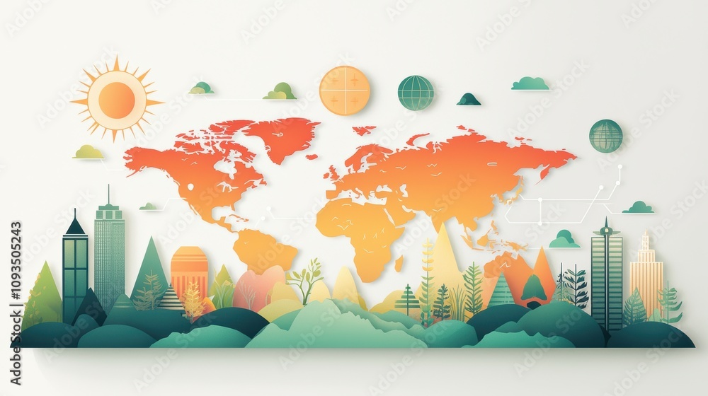 A world map depicting different climate zones, using color gradients to ...