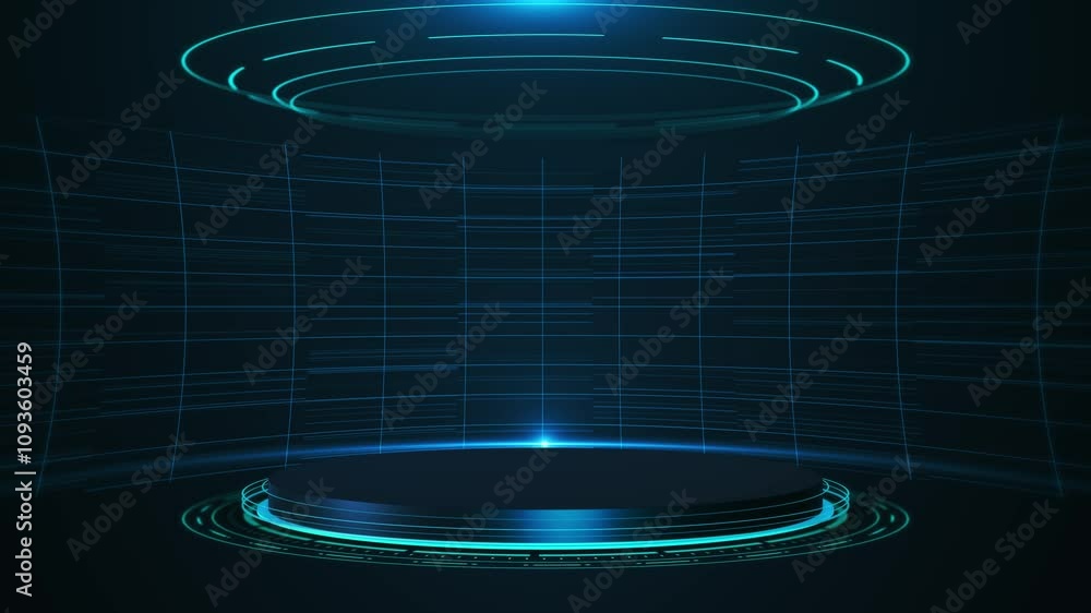 Futuristic hi tech stage layout and background. Digital hologram stage ...