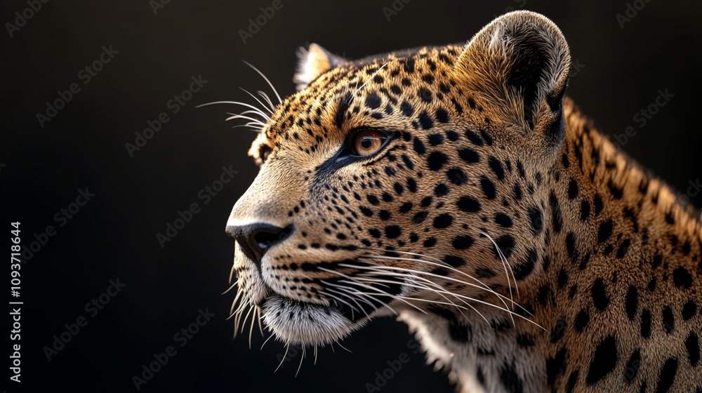 Realistic leopard turning its head to the side, designed for graphic ...