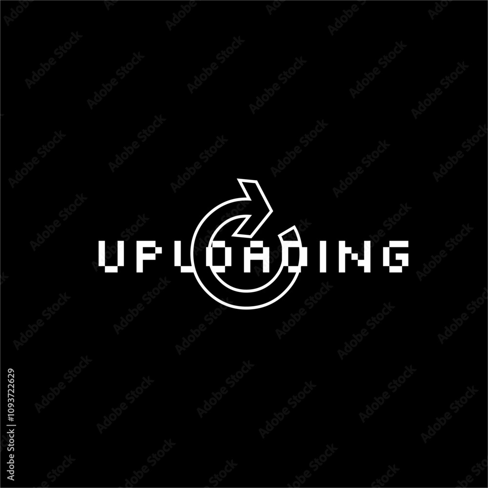 8 bit text uploading button logo design upload 8-bit pixel art for ...