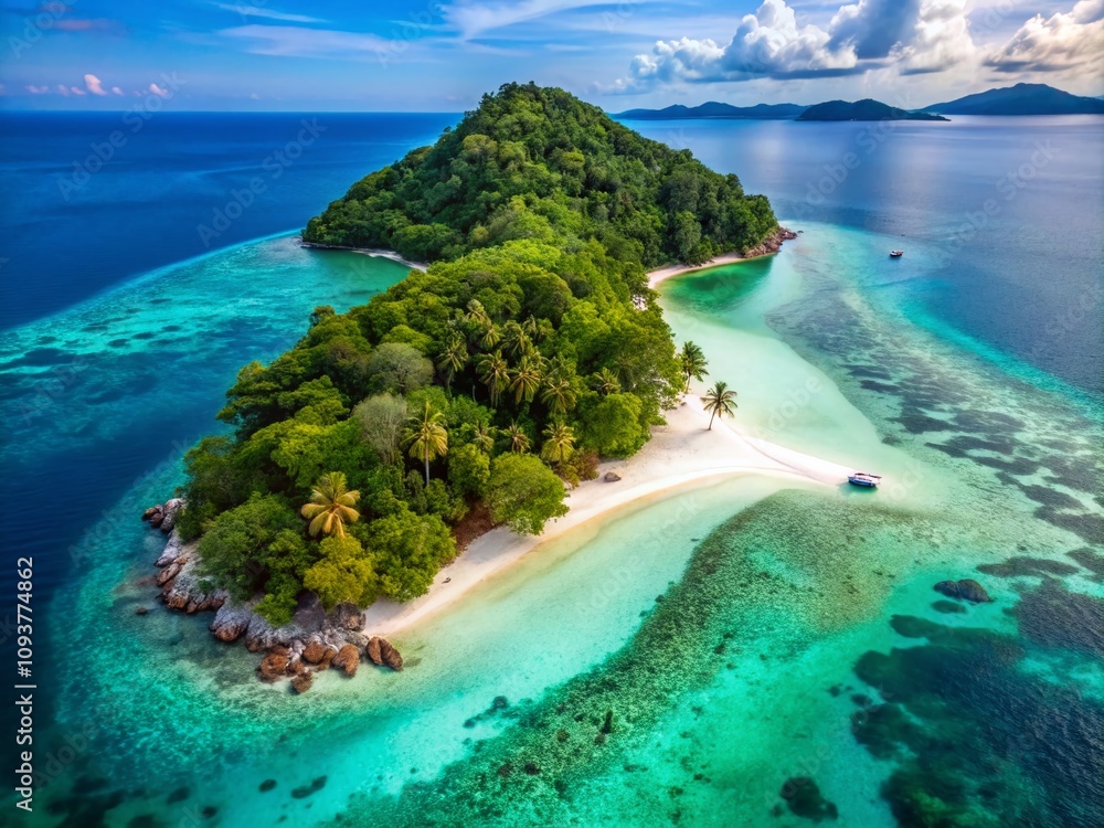 Aerial View of Rawa Island's Stunning White Sandy Beach in Malaysia ...