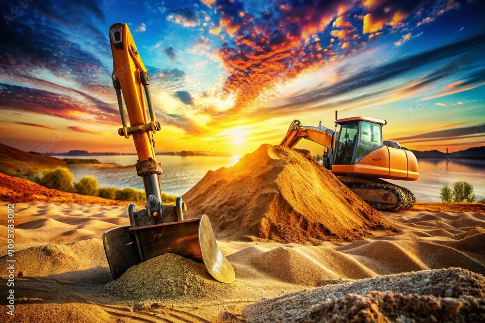 Artistic Double Exposure Photography Merging Construction Shovel and ...