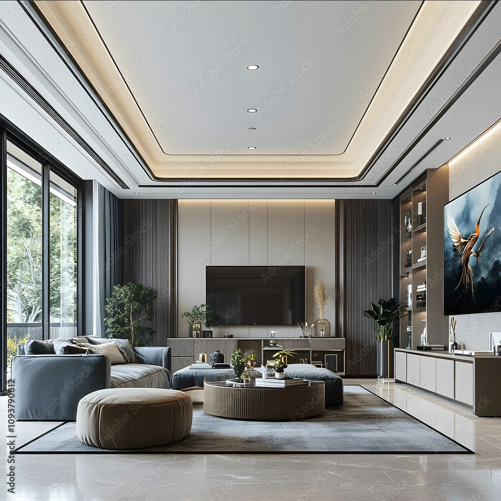 Photo & Art Print Help generate a renderings of the living room of a modern light and luxurious ...