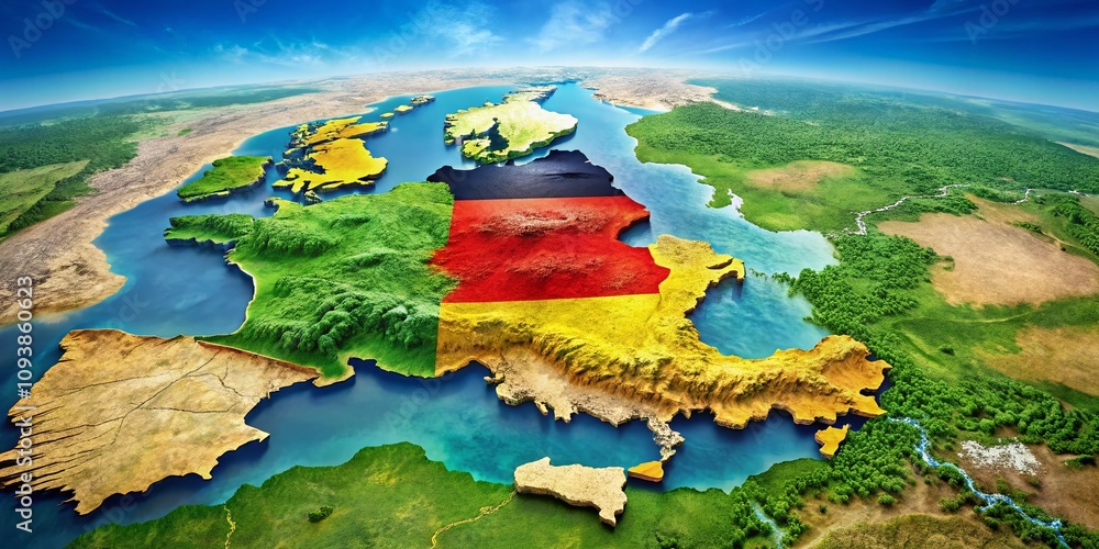 Detailed Drone Photography of Germany Map Highlighting Borders, Country ...