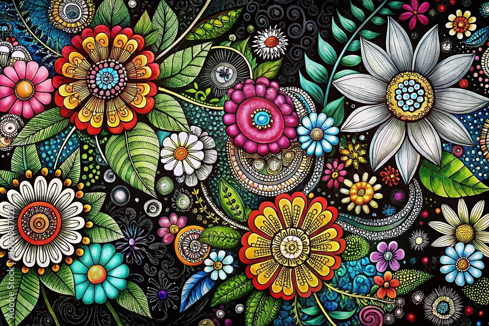 Fantasy Floral Doodle Coloring Pages Collection in Zentangle Style for ...