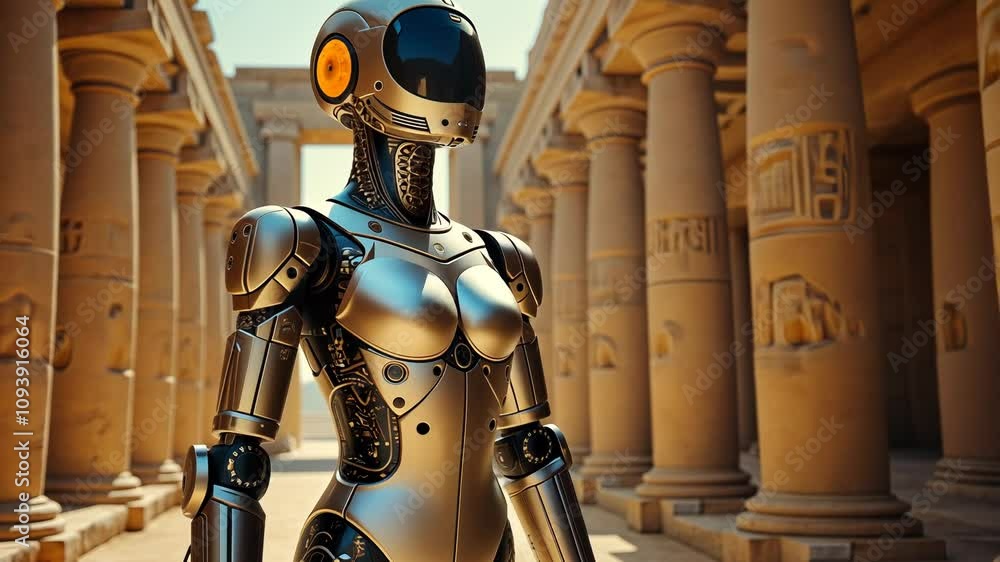 Fembot in Ancient Temple: A futuristic vision of a female robot ...