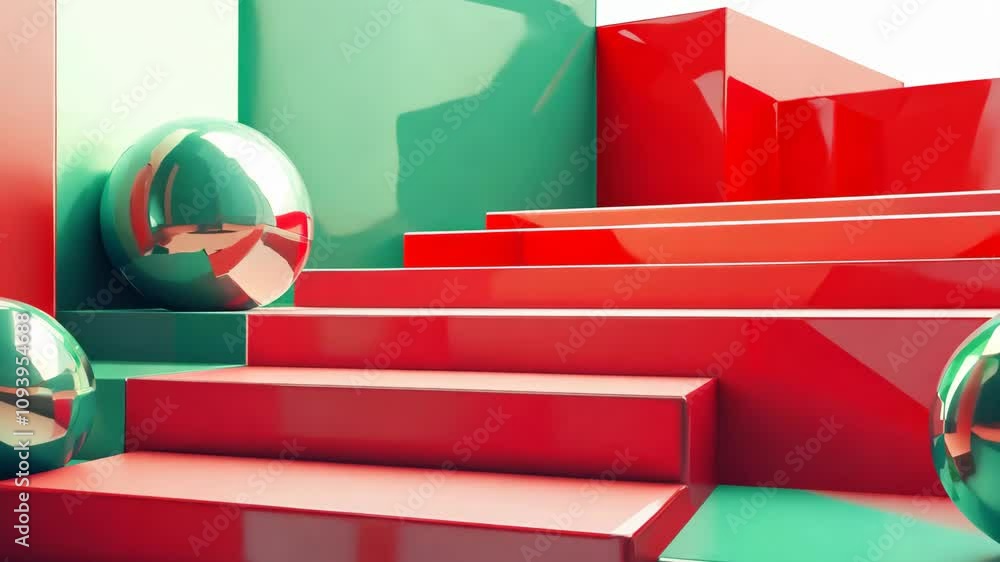 Generative AI of colorful geometric shapes of smooth and shiny spheres ...