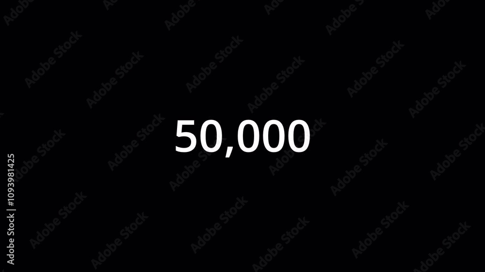 Number counter animation from zero to fifty thousand numbers on a ...