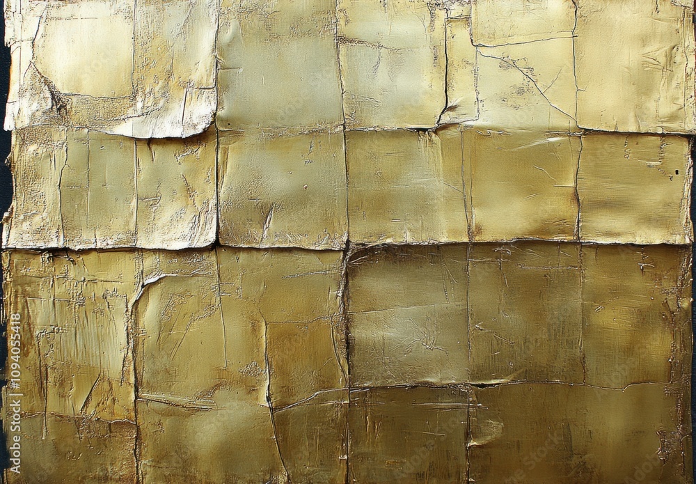 Abstract Gold Textured Surface With A Variety Of Metallic Shades Reflecting Light And Creating