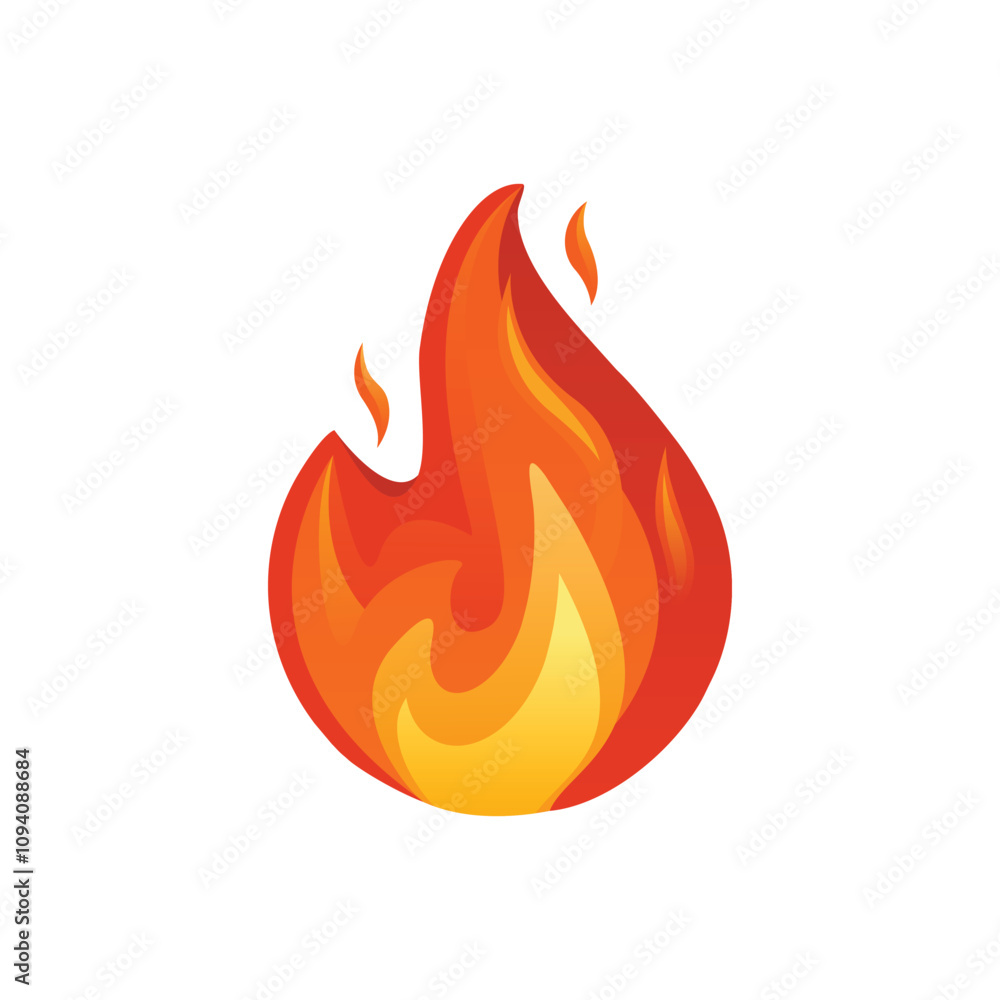 Fire flame vector illustration. High quality fire emoticon isolated on ...