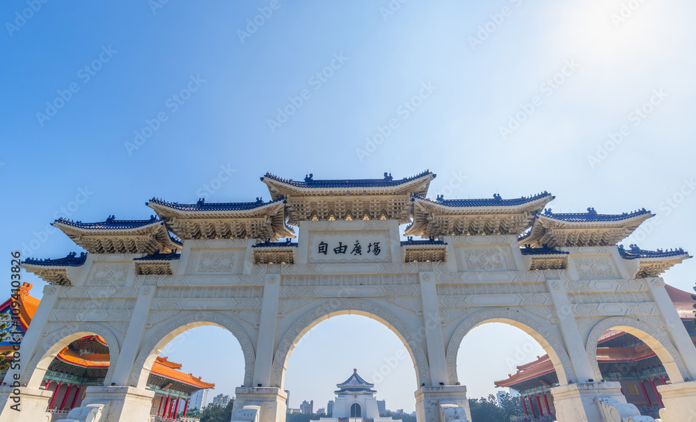 The main gate of National Chiang Kai-shek (CKS) Memorial Hall, the ...