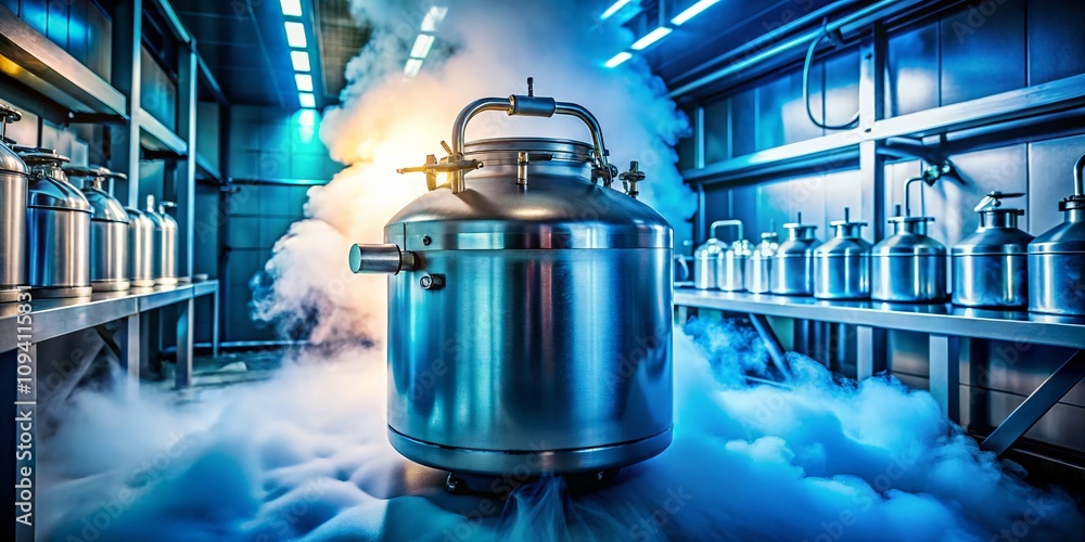 Vintage Style Photography of a Liquid Nitrogen Cryogenic Tank in a Life ...