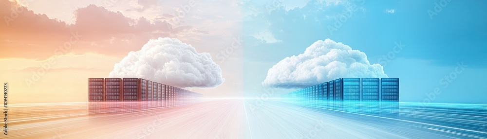 A visual representation of cloud computing, featuring storage ...