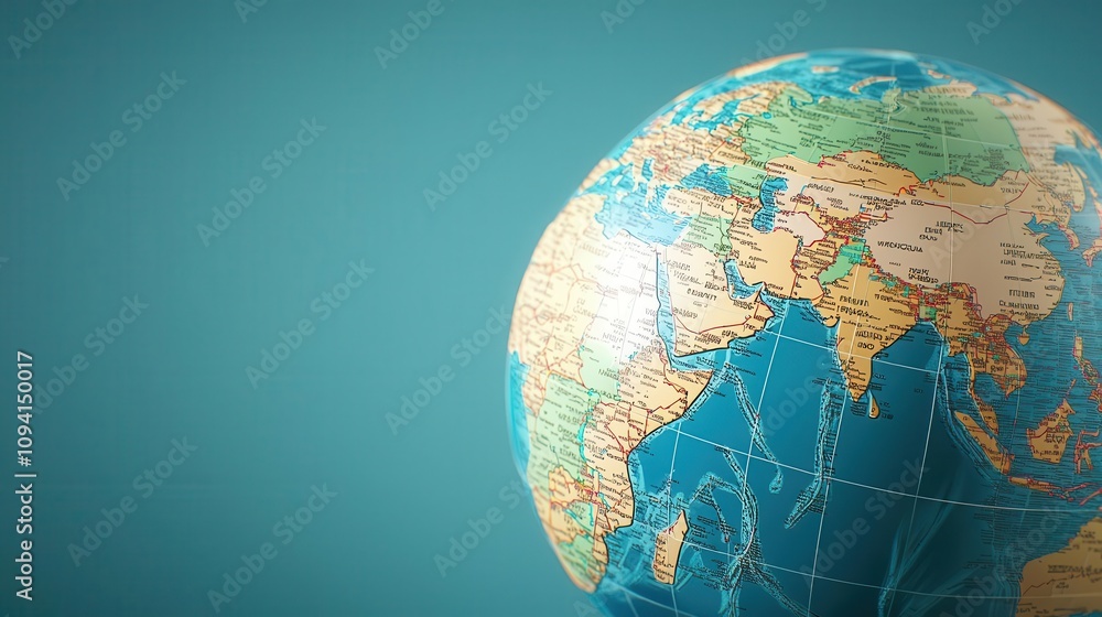 Closeup of globe texture with layered world economy and stock market ...