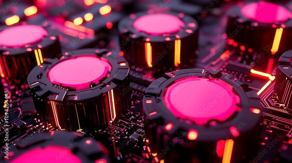 Digital Capacitor Simulation, Glowing Futuristic Supercapacitor Concept ...