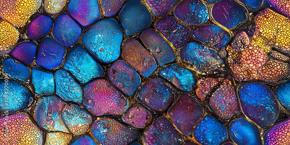 Photo & Art Print Butterfly scale cells iridescent pattern, chitin ...