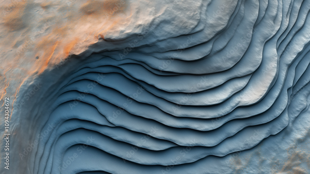 Sediment rock forming curvy, abstract, organic shape. Flow, serenity ...