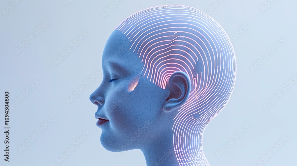 2409_054.Highlighted auditory system with energy patterns representing ...