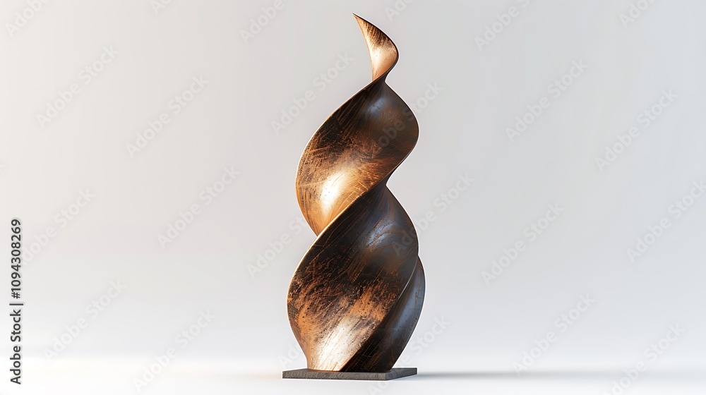 A unique, abstract-style bronze trophy with curved lines, standing tall ...