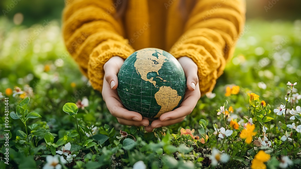 Save The Earth and Care Environment Concept, Close-up of Woman Hands is ...