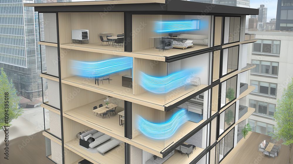 Innovative building design showcasing integrated PCM systems for energy ...