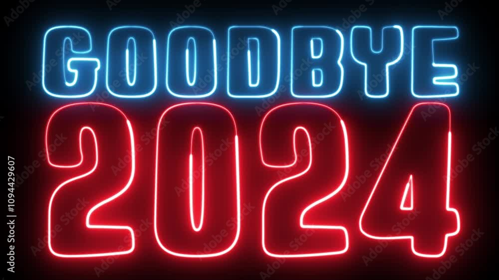 Goodbye 2024 neon sign. Goodbye 2024 text font with light. Luminous and ...