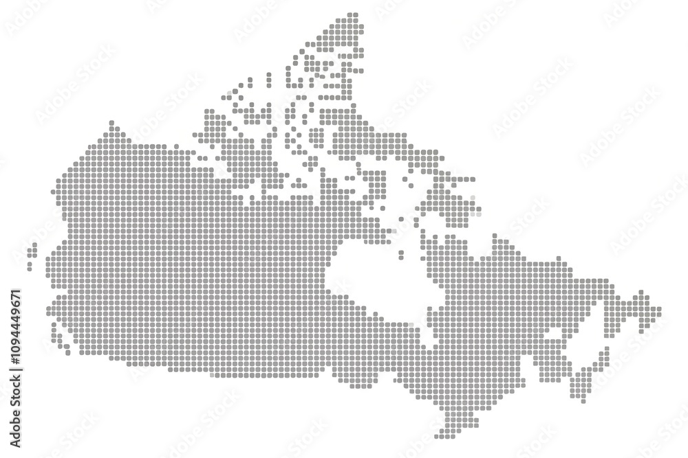 Dotted Canada map. Grey vector illustration. Canada map vector ...