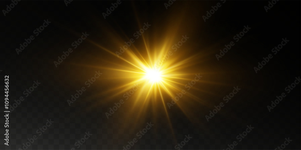 The effect of a bright golden flash of light on a transparent ...