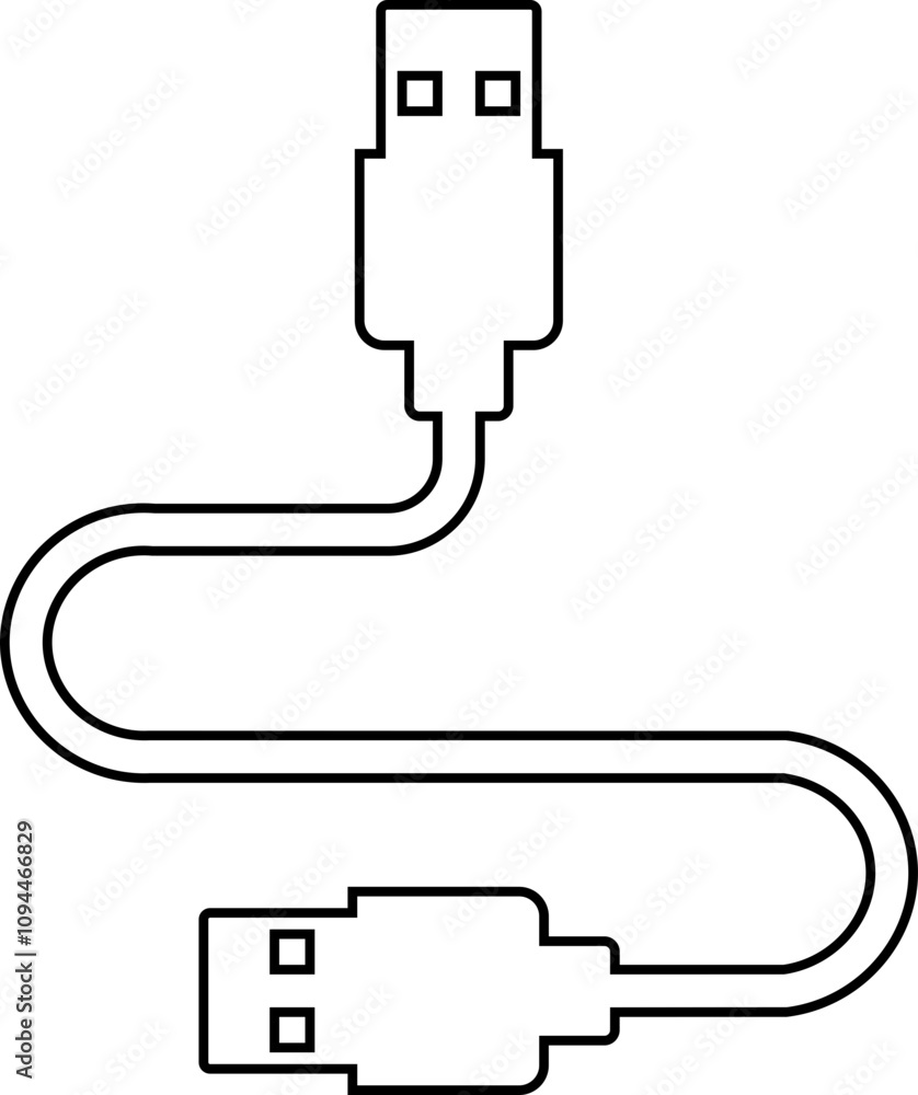 USB cable port icon. USB type C A lightning and micro usb mobile phone ...