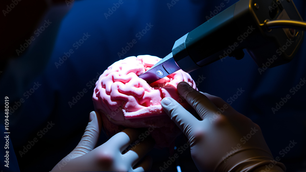 close-up operation craniotomy opening of the brain by cutting the skull ...