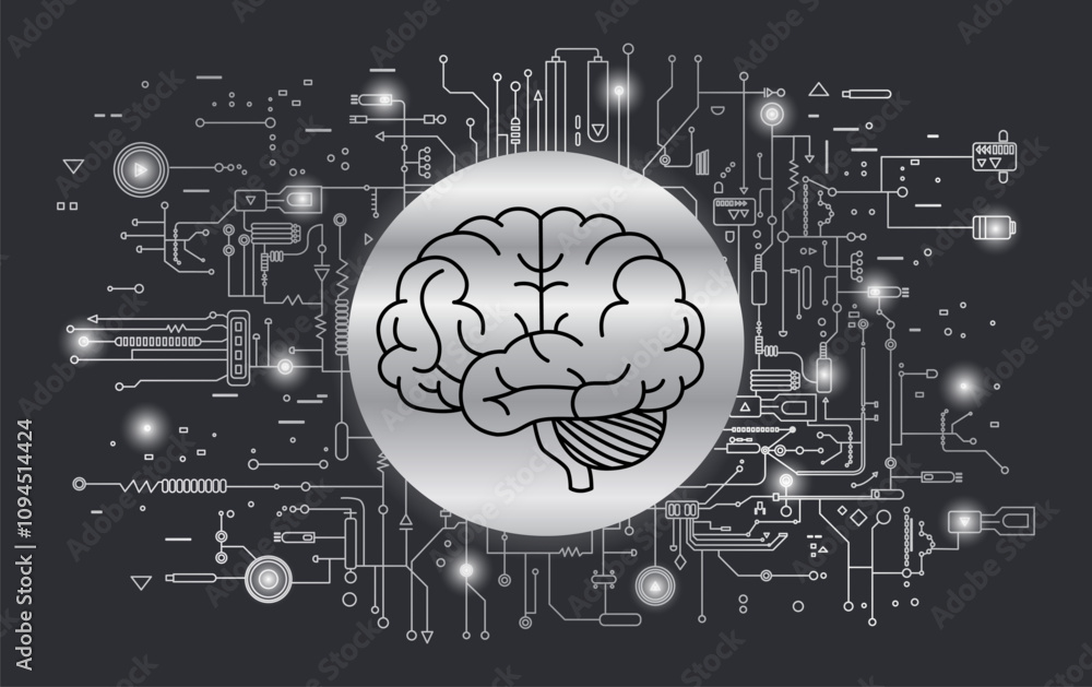 Artificial intelligence brain. Concept of Artificial Intelligence AI ...