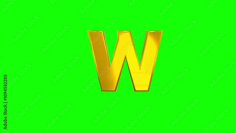 Letter 'W' Motion Graphics with Green Screen Background, Gold Letter ...
