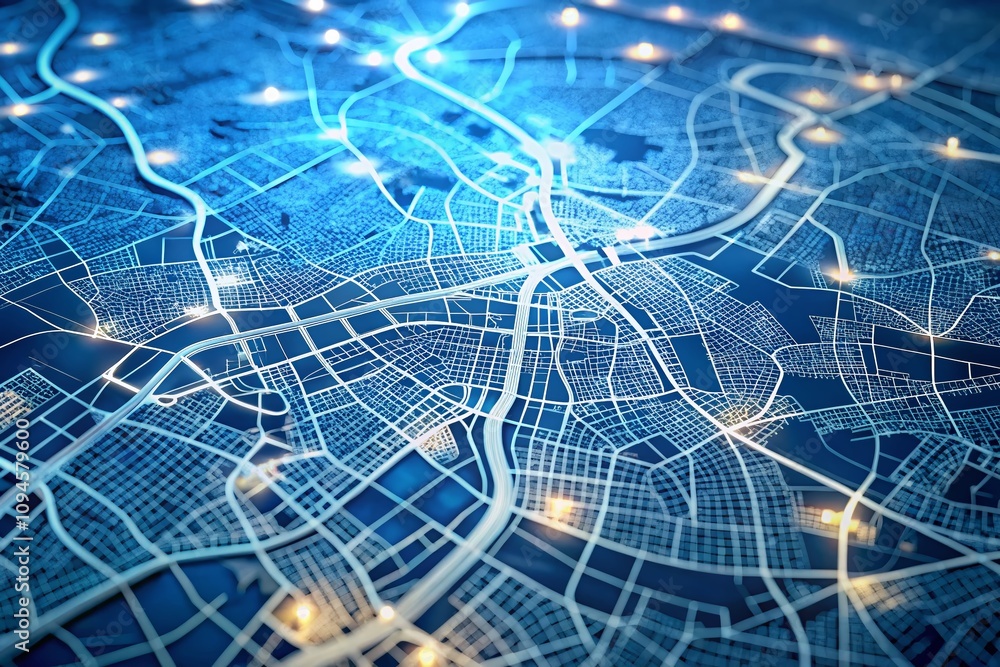 Detailed 3D Render of Bonn Germany Streets Map with White Lines on Blue ...