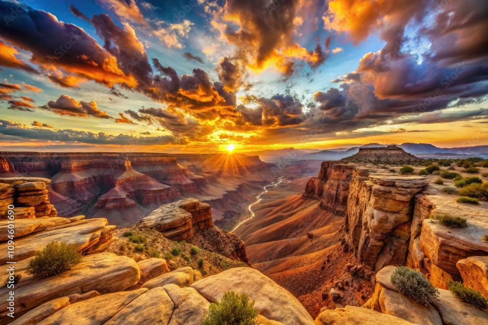 HDRI Sunset Skybox Over Desert Canyon - Panoramic Photography of Serene ...