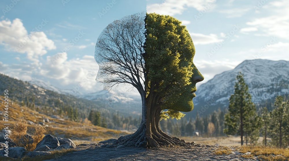 Environmental change and global warming concept, ecological as a cut ...