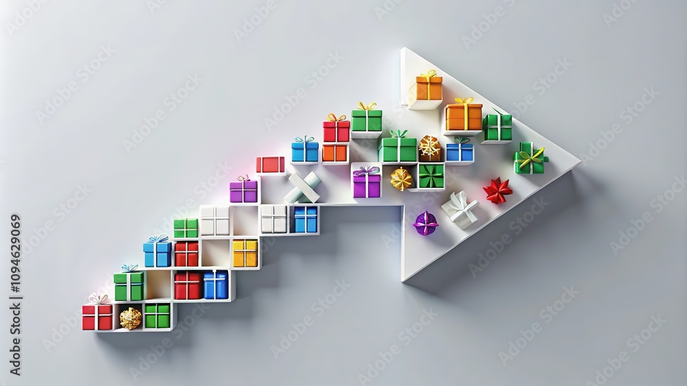 Featuring white silhouette arrows pointing right alongside festive ...