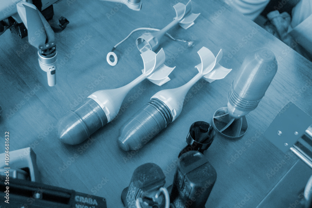 Prototype model of rocket bomb tip printed on 3D printer. Small models ...