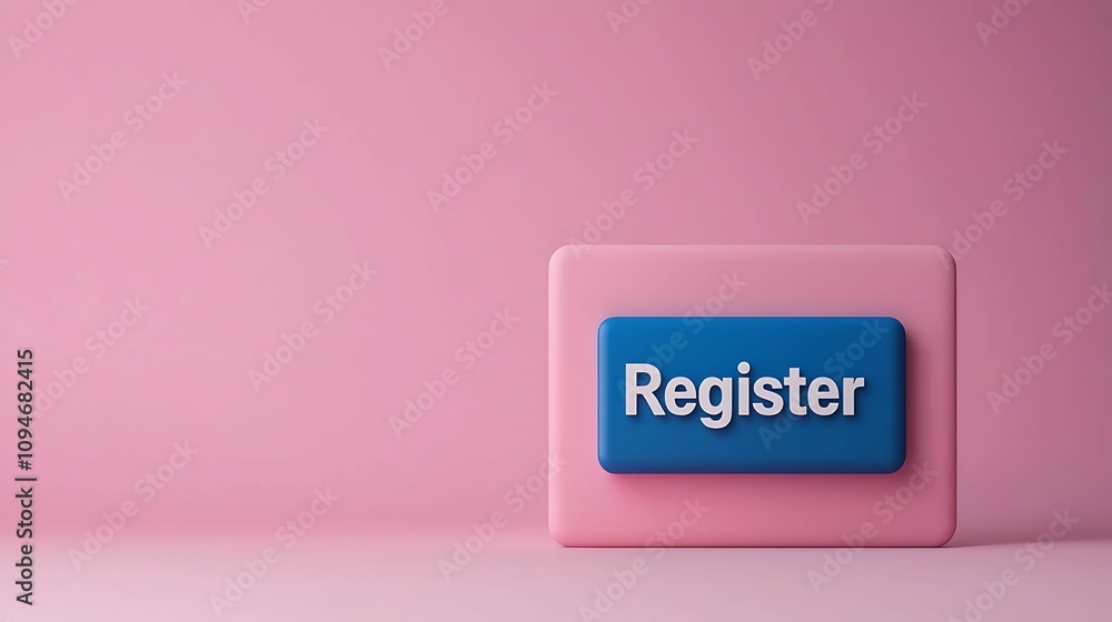 Register signup. A blue "Register" button on a pink background ...