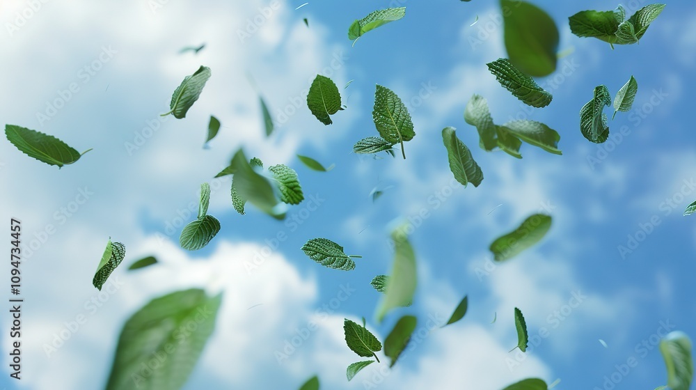 Flying Mint Leaves - A Captivating Sight of Nature's Delicacy in Motion ...