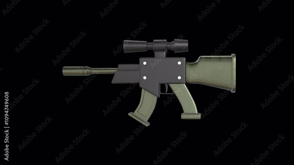 Sniper Rifle Rotating on a Transparent Background. Seamless Loop ...