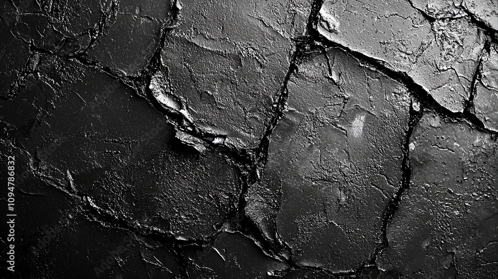 A striking display of bold, black textures forming sharp, cracked lines ...