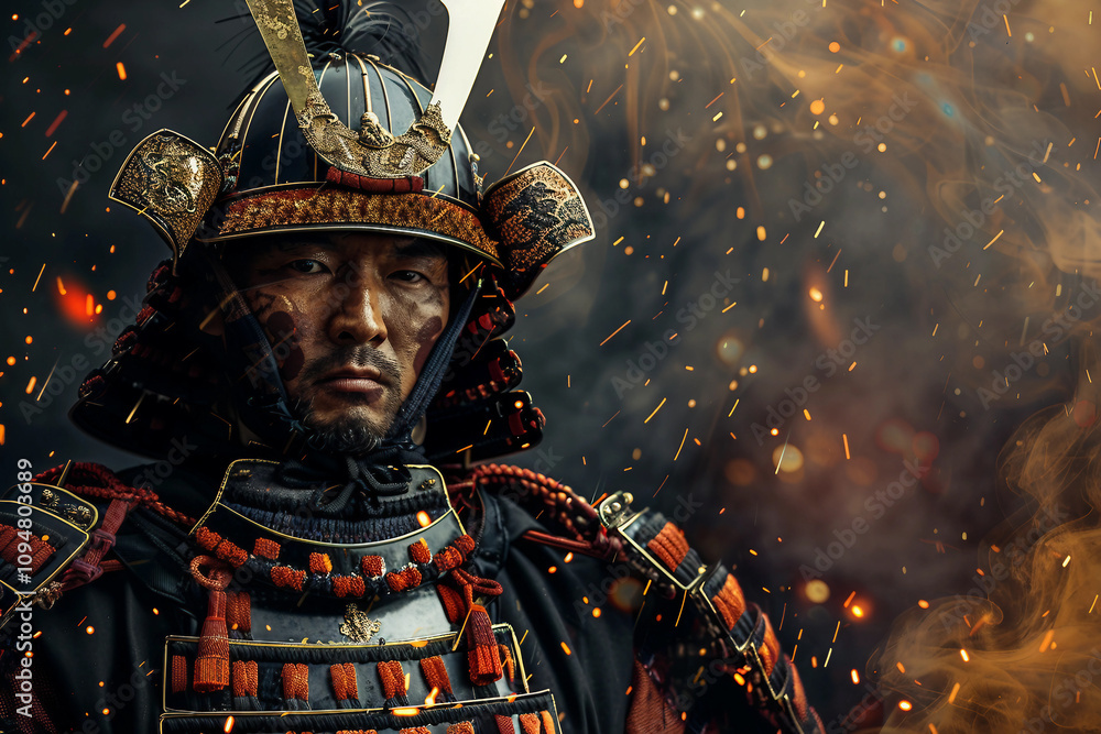 Generative AI Image of a Traditional Samurai Warrior with Intense ...