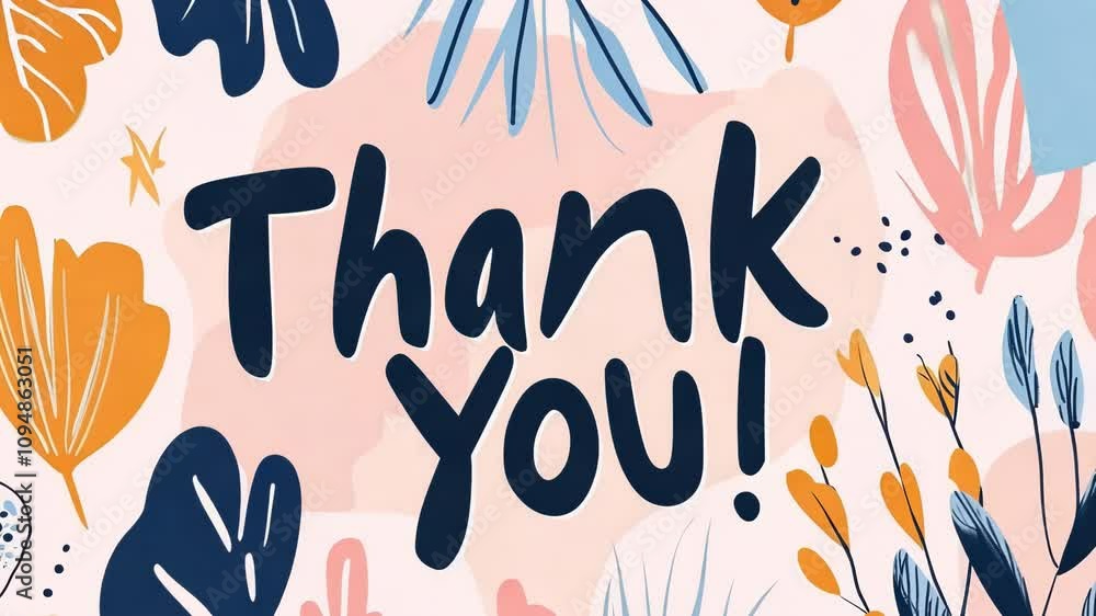Aesthetic trendy "thank you" digital animation lettering. Minimalistic ...