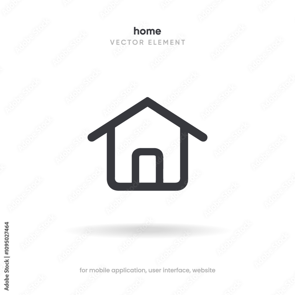 Minimal modern home, homepage, base, main page, house push button icon ...